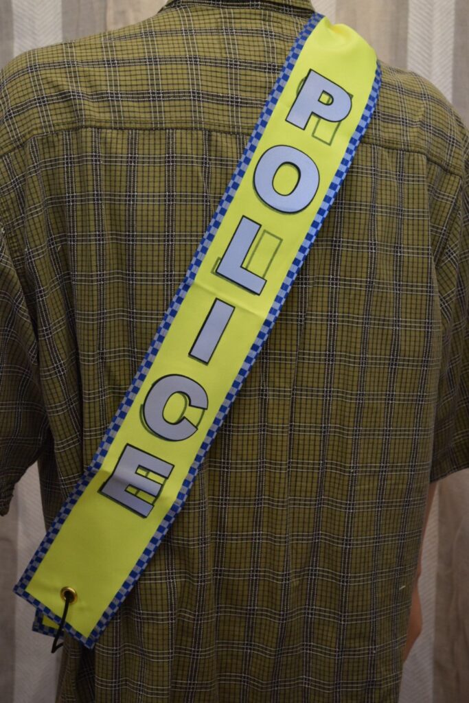 POLICE - Yellow/Green Checkerboard Safety Banner - DSM SAFETY PRODUCTS