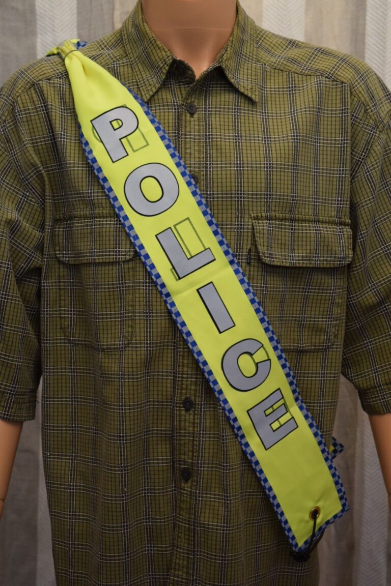 POLICE - Yellow/Green Checkerboard Safety Banner - DSM SAFETY PRODUCTS